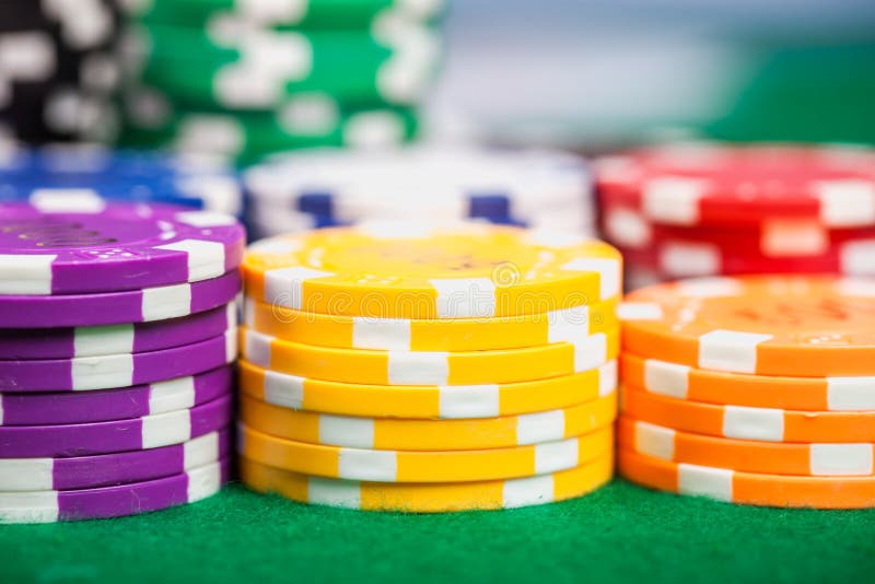 Poker chips on table stock image. Image of equipment - 127563111