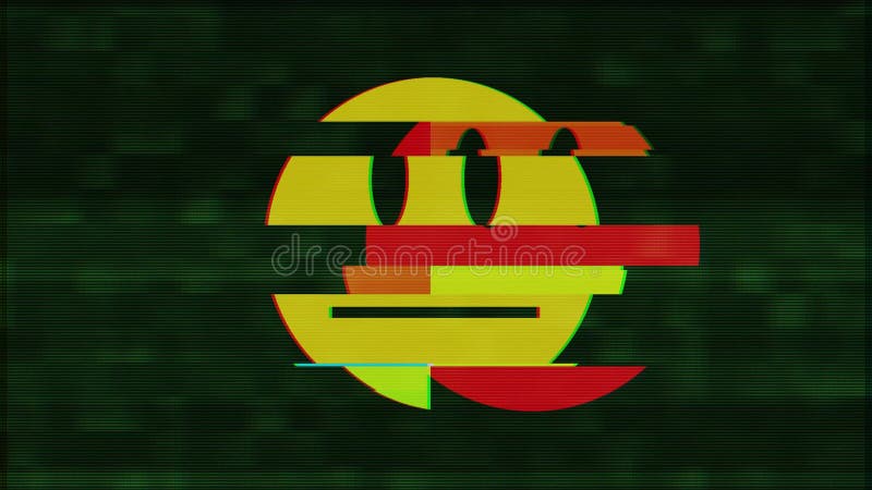 Poker Face Smile Face Symbol on Hud Screen Seamless Loop Glitch ...