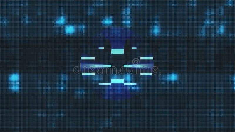 Poker Face Smile Face Symbol on Hud Screen Seamless Loop Glitch ...