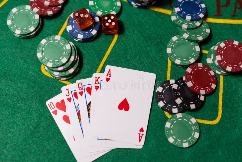 Poker Game Concept on Green Table Stock Image - Image of leisure, cards ...