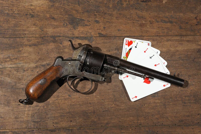 Poker gun stock photo. Image of antiquity, card, aces - 22140666