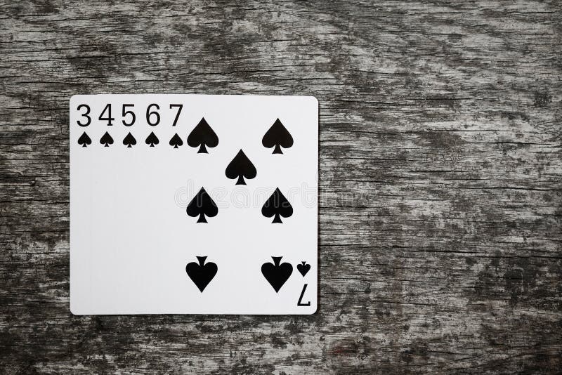 Poker Hand: Straight Flush. Playing Cards Game Abstract in Wooden Table ...