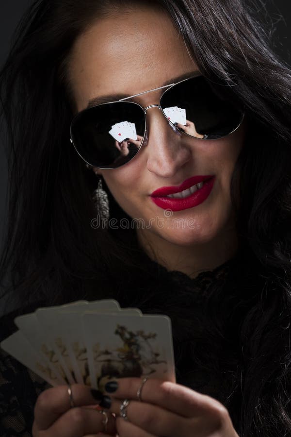 Poker lady over red stock image. Image of game, gambling - 153821699