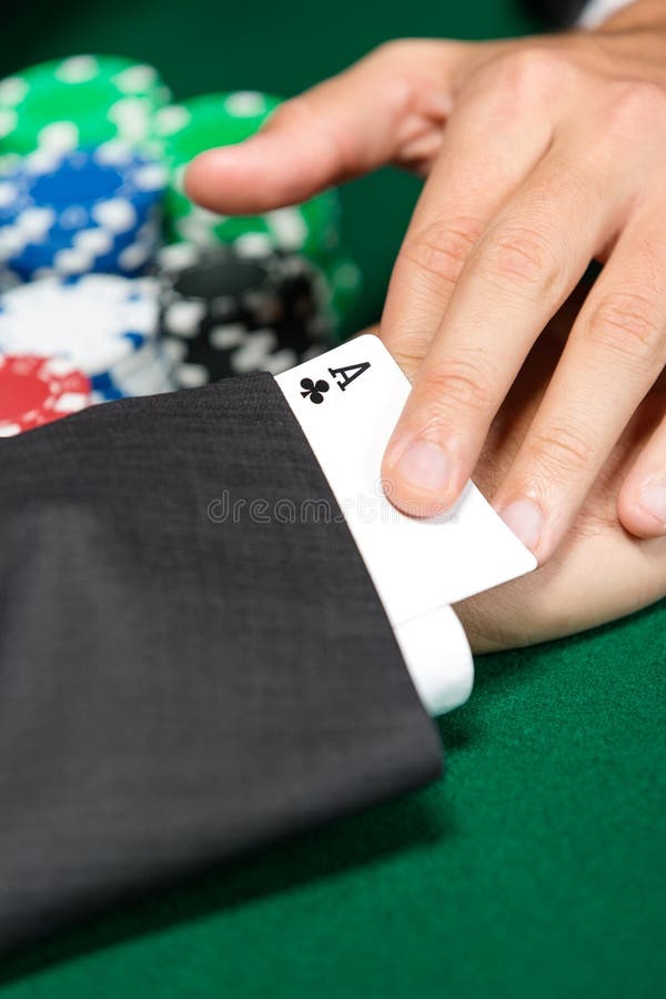 Poker Player Cheats with Playing Card from the Sleeve Stock Image ...