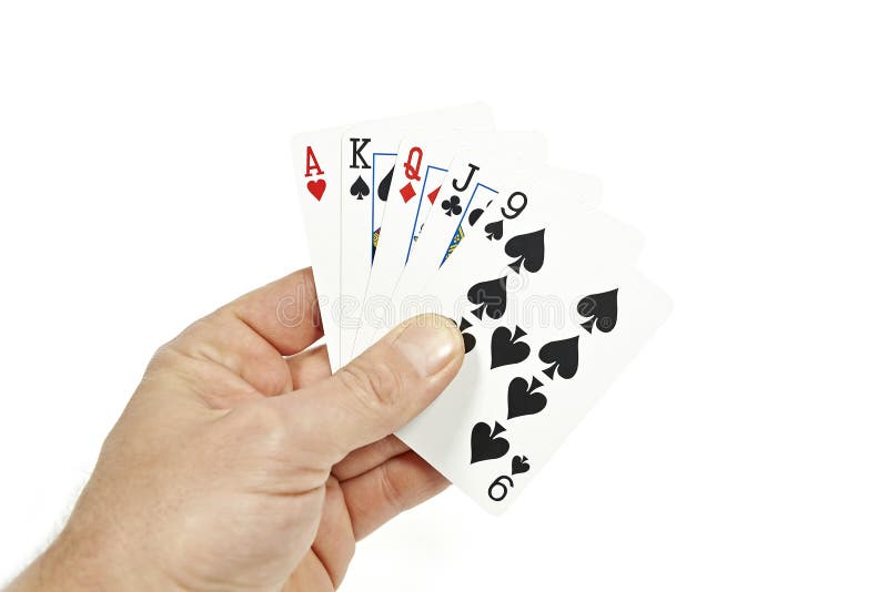 Poker Player Holding High Card Stock Photo - Image of holding, play ...