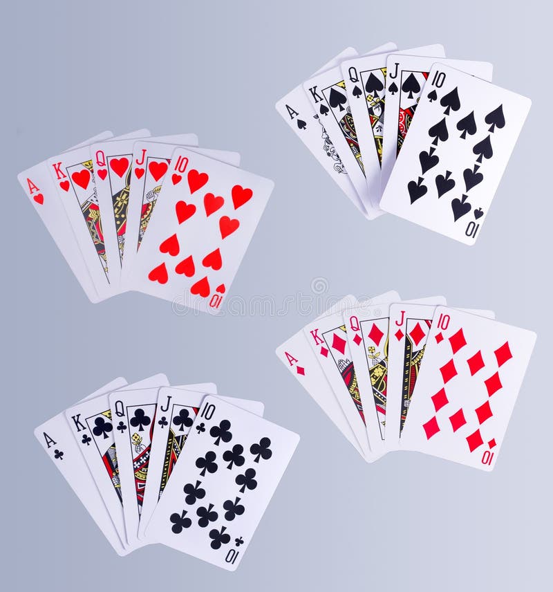 Poker Royal Flush Spielkarten Stockbild - Illustration von schürhaken ...