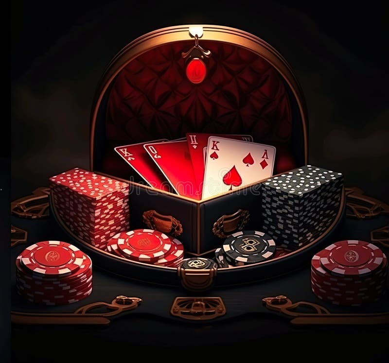 A Poker Table with Poker Chips and Playing Cards Illustration Stock ...