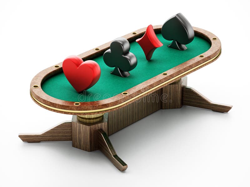 Poker Table with Playing Card Symbols. 3D Illustration Stock ...