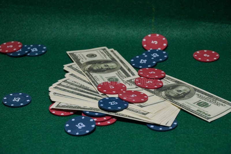 Poker Table. Poker Chips of Different Colors. Win at the Casino. Stock ...