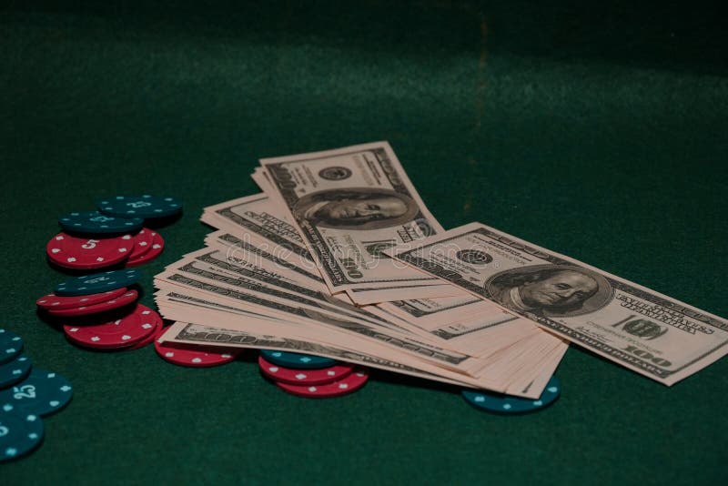 Poker Table. Poker Chips of Different Colors. Win at the Casino. Stock ...
