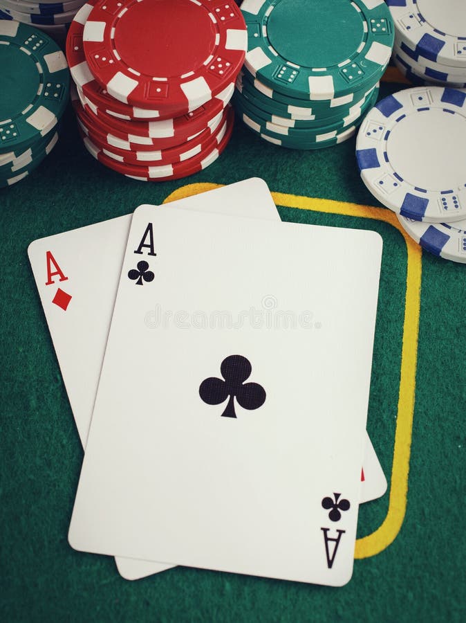 Poker two aces stock image. Image of chip, card, hand - 61836037
