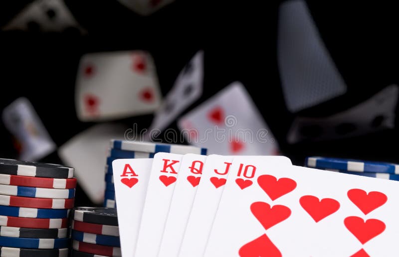 Poker Win, Red Card Combination Close Up Stock Photo - Image of ...