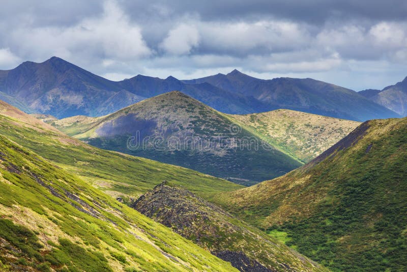 Toendra stock foto. Image of bloemen, heuvel, wolk, rotsachtig - 5235376