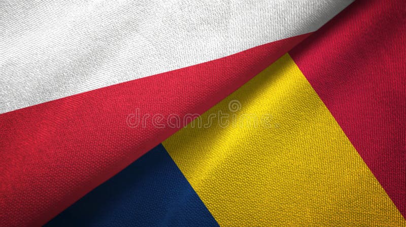 Chad and Poland Two Flags Textile Cloth, Fabric Texture Stock Image ...