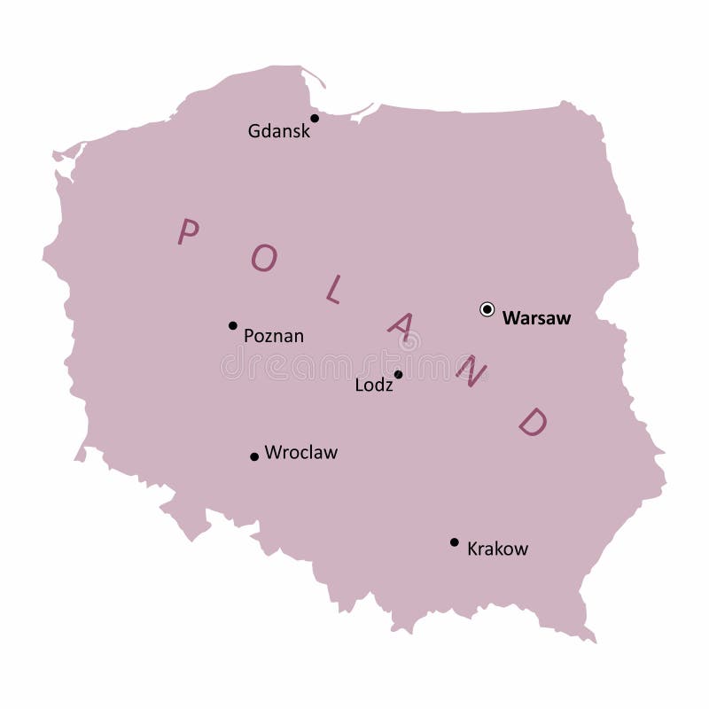 Poland cities map stock illustration. Illustration of surface - 188537314