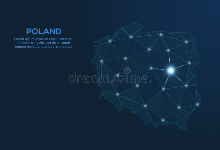 Poland Communication Network Map. Vector Low Poly Image of a Global Map ...