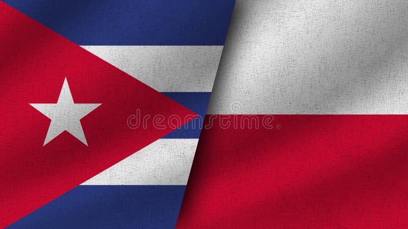 Poland and Cuba Realistic Two Flags Together Stock Illustration ...