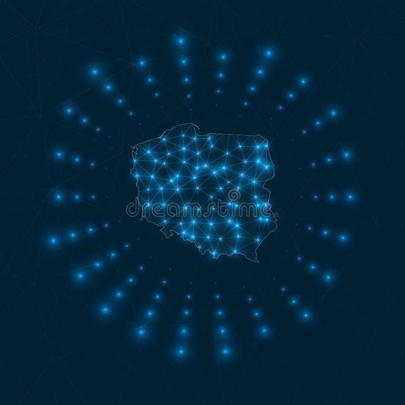 Poland digital map. stock vector. Illustration of glowing - 184316919