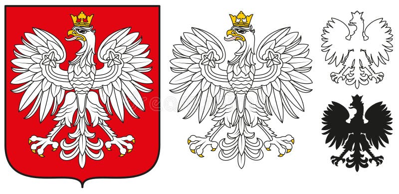 Poland Emblem - White Eagle,Shield and Silhouette Stock Vector ...