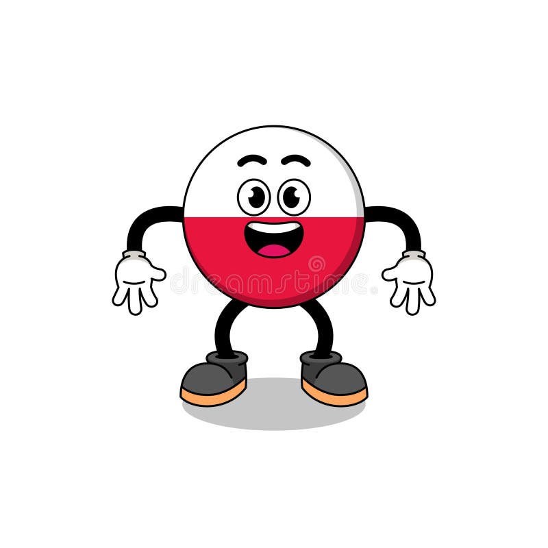 Poland Flag Cartoon with Surprised Gesture Stock Vector - Illustration ...