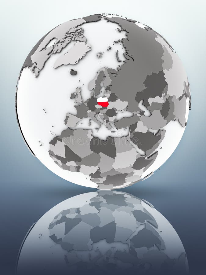 Poland on globe stock illustration. Illustration of european - 124203812