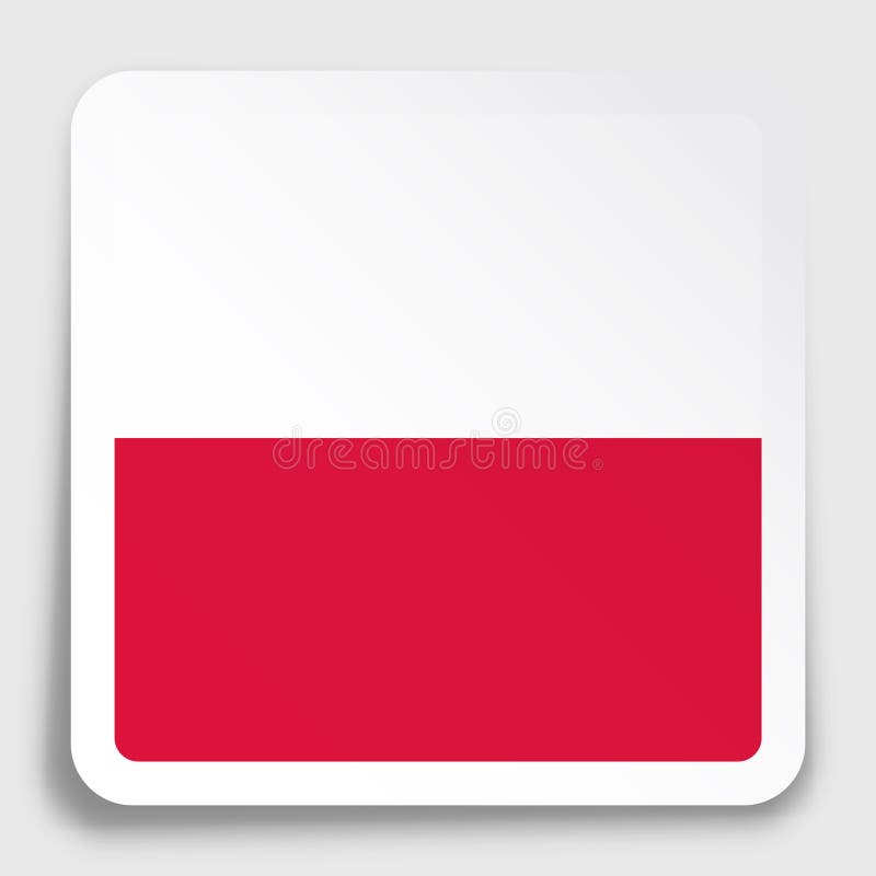 POLAND Flag Icon on Paper Square Sticker with Shadow. Button for Mobile ...