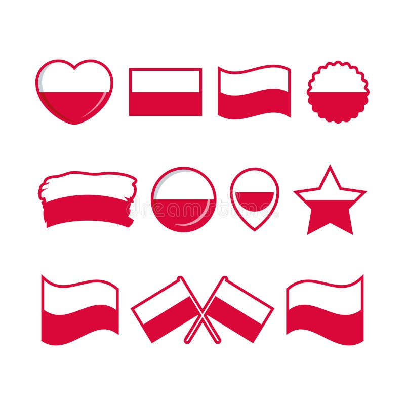 Poland Flag Icon Set Vector Isolated on a White Background Stock Vector ...