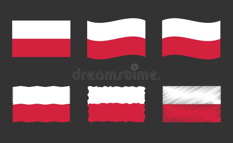 Poland Flag Vector Illustration Set, Official Colors of National Flag ...