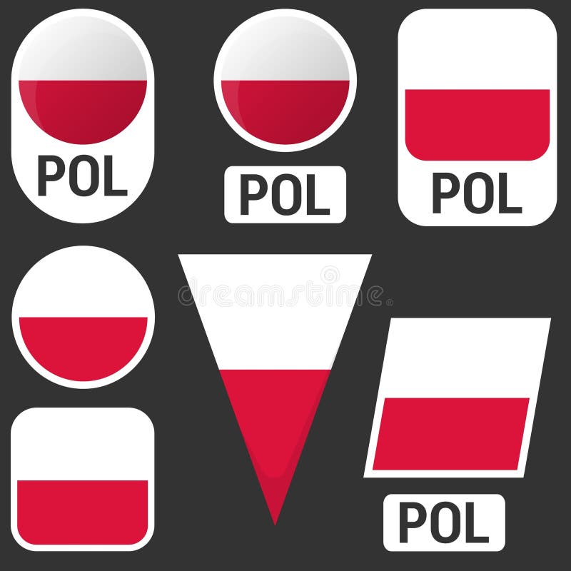 Poland flags collection stock vector. Illustration of square - 321031486