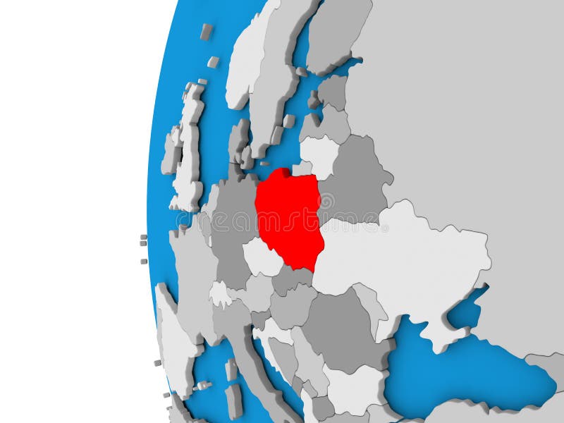 Poland on globe stock illustration. Illustration of pole - 81907887