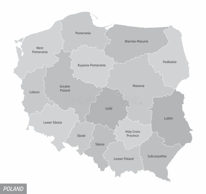 Poland regions map stock vector. Illustration of state - 201102161