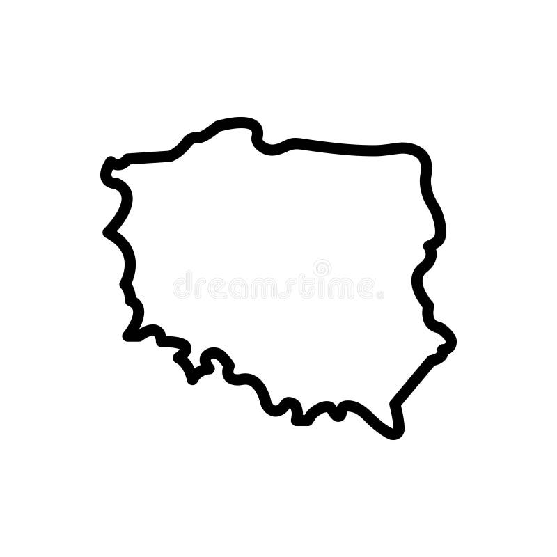 Black Line Icon for Poland, Country and Map Stock Vector - Illustration ...