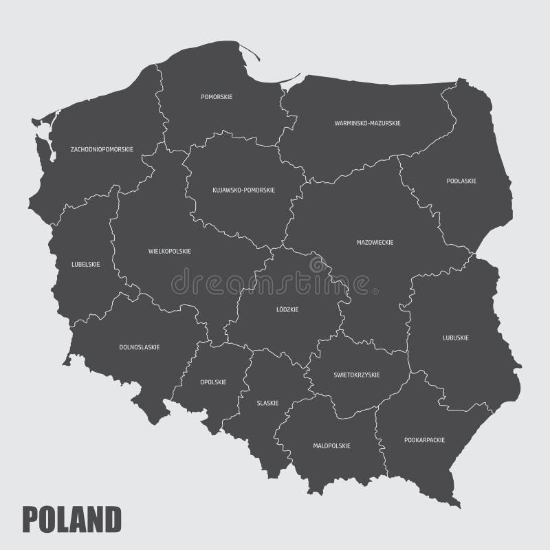 Poland regions map stock vector. Illustration of state - 201102161