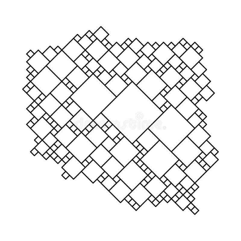 Poland Map from Black Pattern from a Grid of Squares of Different Sizes ...