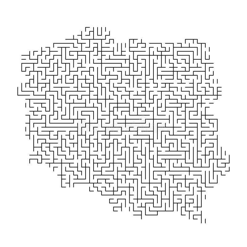 Poland Map from Black Pattern of the Maze Grid. Vector Illustration ...