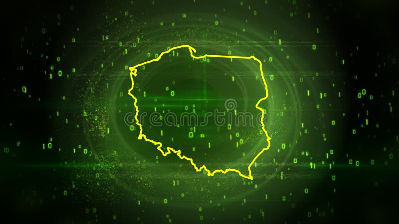 Poland Map on Digital Background Stock Illustration - Illustration of ...