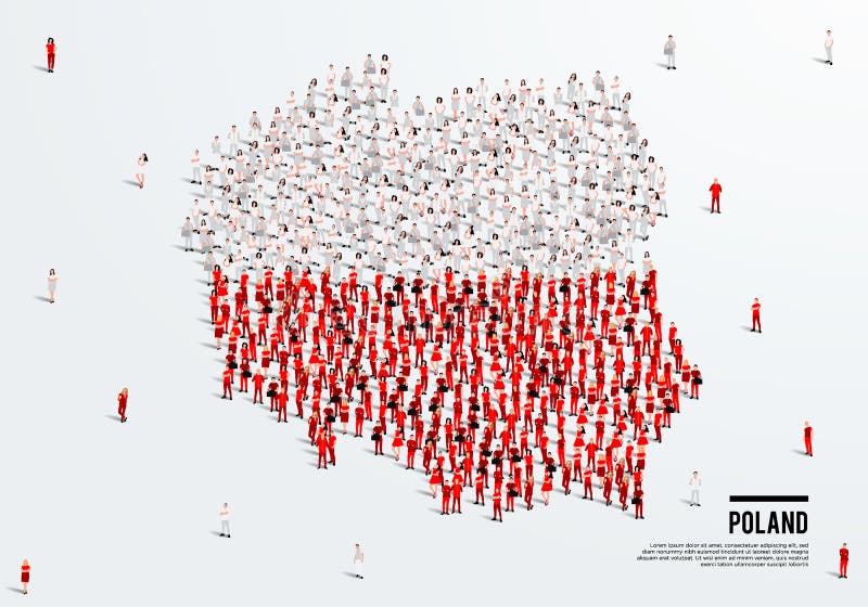 Poland Map and Flag. a Large Group of People in the Poland Flag Color ...