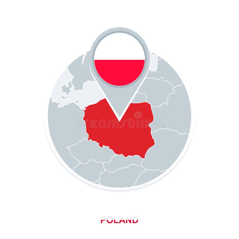 Poland Map and Flag, Vector Map Icon with Highlighted Poland Stock ...