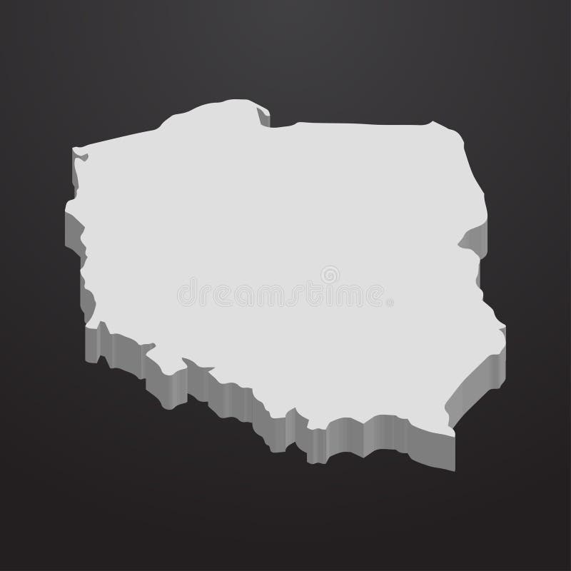 Poland Map In Gray On A Black Background 3d Stock Vector - Illustration ...