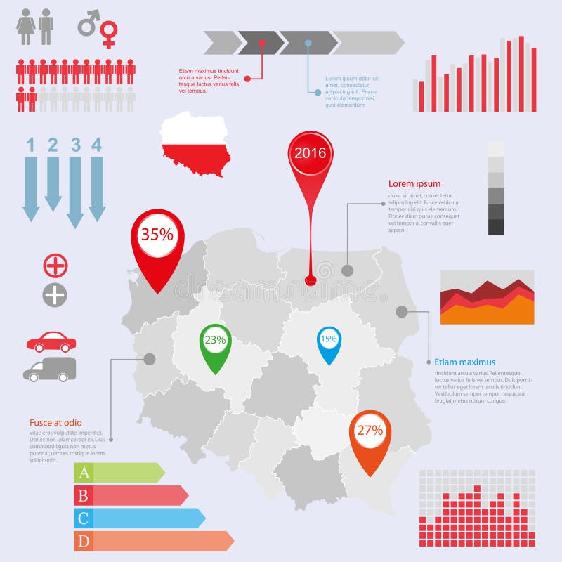 Infographics Poland Map, Flat Design Colors,individual Administrative ...