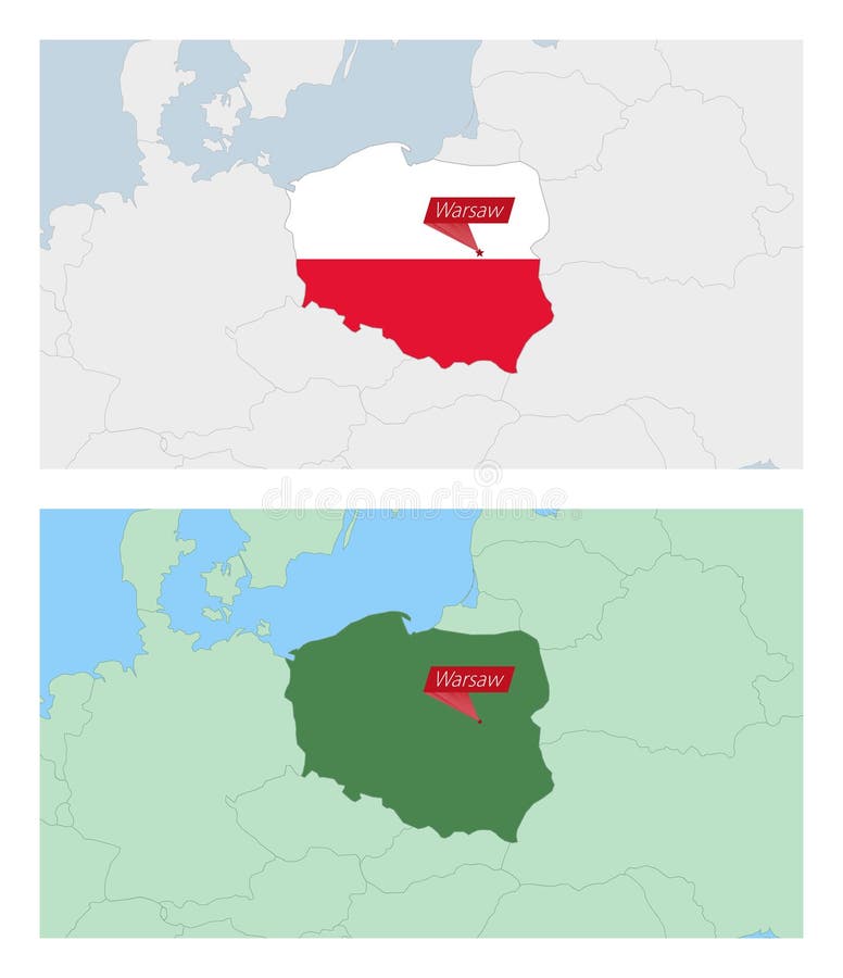 Poland Map with Pin of Country Capital. Two Types of Poland Map with ...