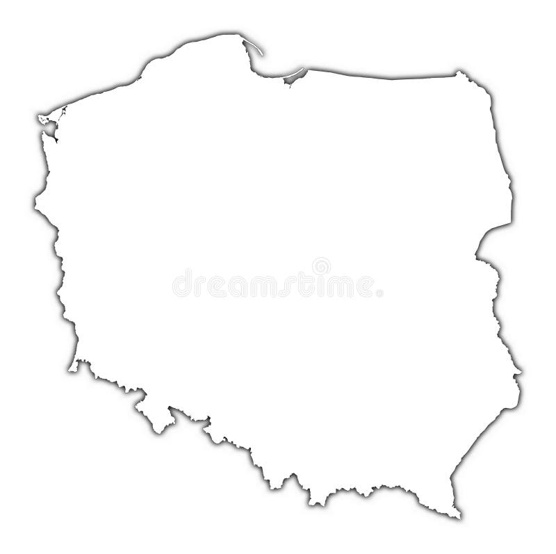 Poland map with shadow stock illustration. Illustration of raster - 4155129