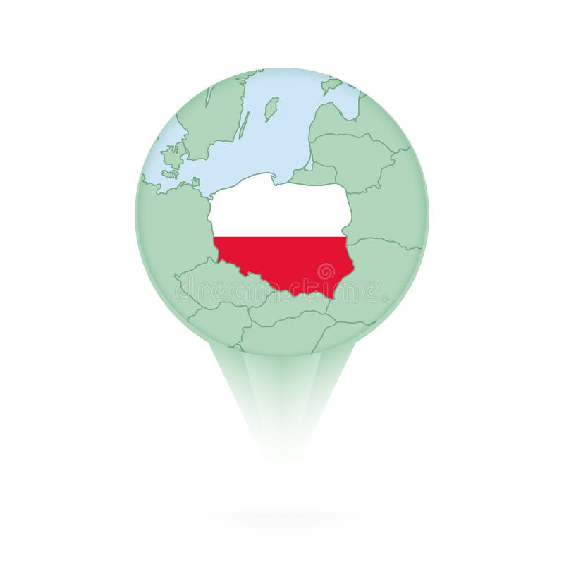 Poland Map, Stylish Location Icon with Poland Map and Flag Stock Vector ...