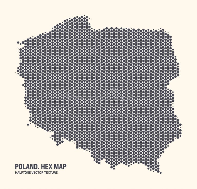 Poland Map Vector Hexagonal Half Tone Pattern Isolated on Light Background Stock Vector ...
