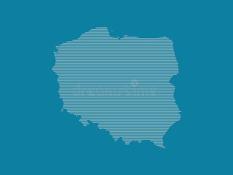 Poland Map Vector Illustration Using Simple Straight Lines of White ...