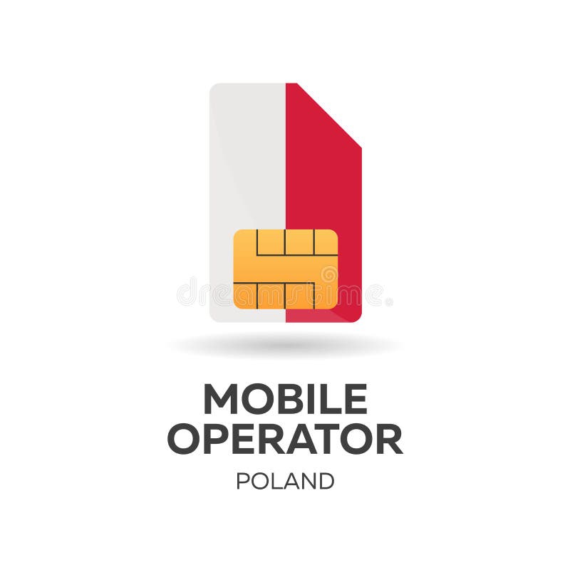 Poland Mobile Operator. SIM Card with Flag. Vector Illustration. Stock ...