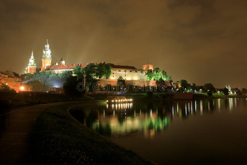 Poland by night - Krakow stock image. Image of river - 10929637