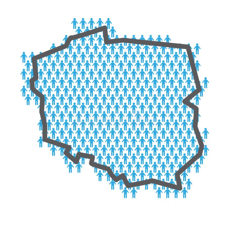 Poland Population Map. Country Outline Made from People Figures Stock ...