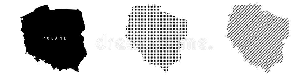 Poland Silhouette Map and Two Patterns of Dots and Slanted Lines. Flat ...