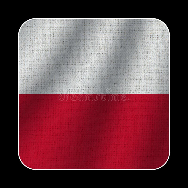 Poland Square Flag, Fabric Pattern Texture, Black Background, 3D ...